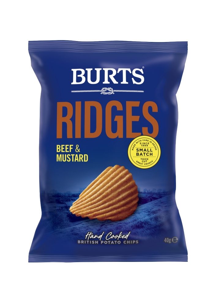 Burts Ridges Beef & Mustard Crisps [20x40g] - Bradleys